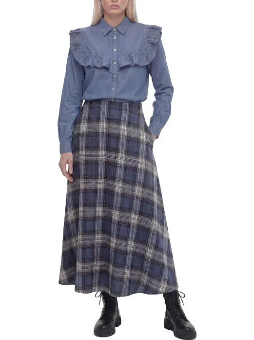 AREA STARS Parker Button-down Shirt With Ruffle Detail - Light Denim