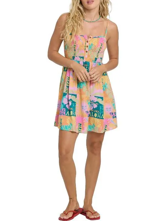 BILLABONG Fever Dream Cotton Minidress - Deep Lagoon Multi