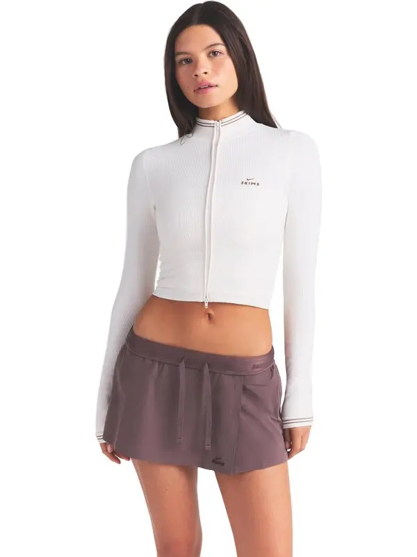 SKIMS Zip Up Crop Jacket | White | Small | Nike Ribbed Seamless - Ivory