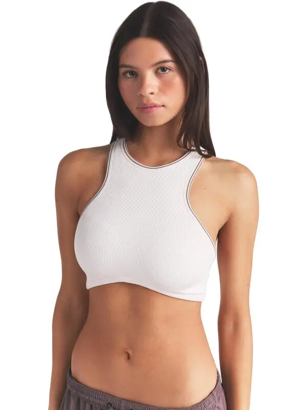 SKIMS Racer Front Bra | White | | Nike Ribbed Seamless - Ivory
