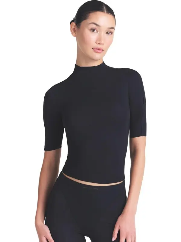 SKIMS Mock Neck Short Sleeve T-shirt - Obsidian