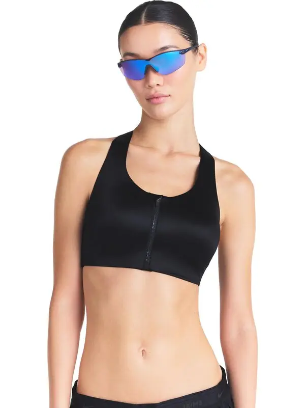 SKIMS Racerback Zip Front Bra | Black | | Nike Satin Shine - Obsidian