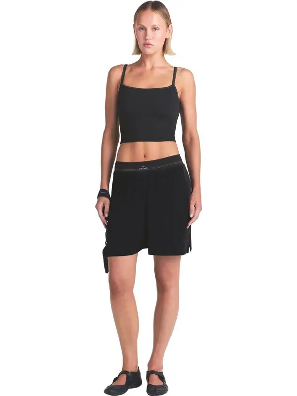 SKIMS Stretch Knit Shorts With Sporty Side Stripe Detail - Obsidian
