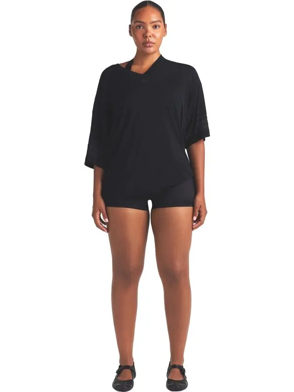 SKIMS Oversized V-neck Top With Jersey Stripes - Obsidian