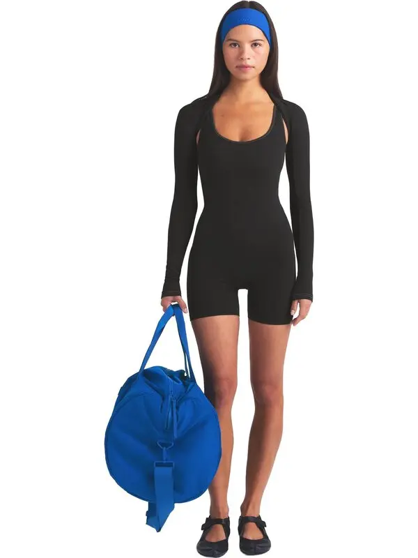 SKIMS Ribbed Seamless Scoop Neck One Piece With 5" Inseam - Obsidian