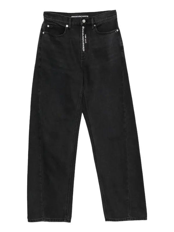 Alexander Wang Logo Print Wide-leg Jeans - Black
