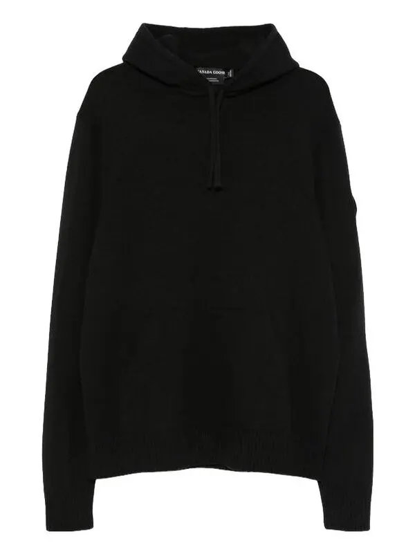 Canada Goose Logo Patch Knitted Hoodie - Black