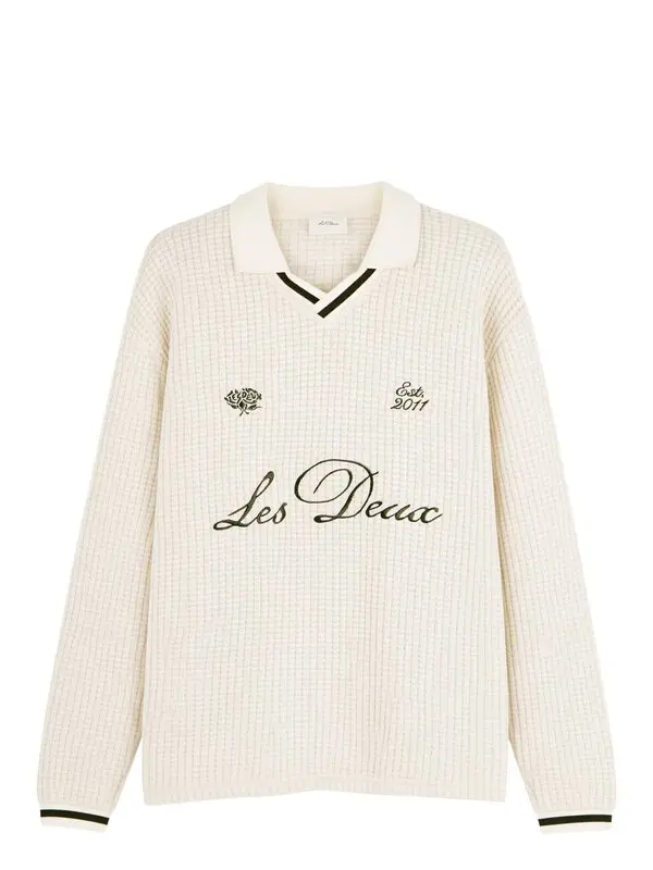 LES DEUX Waffle Long Sleeve Football Jersey - Ivory