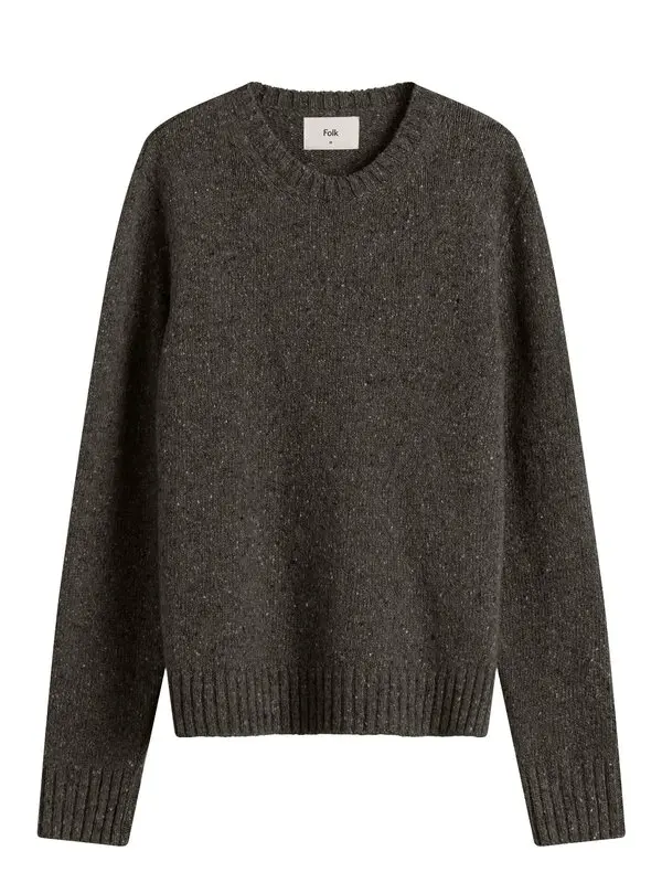 Folk Chain Crew Pullover - Dark Olive