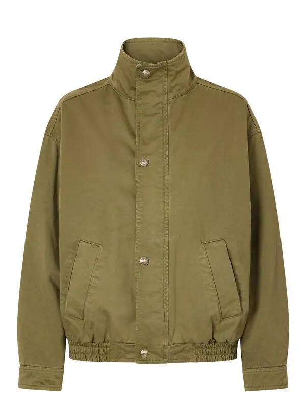 NILI LOTAN Klaire Cotton Shell Blouson Jacket - Green