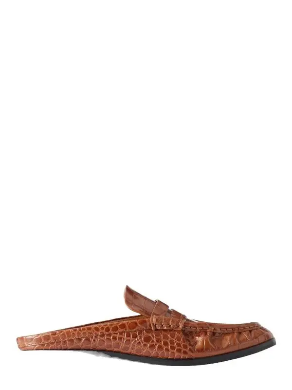 Simkhai Dean Croc-effect Leather Slip-ons - Brown