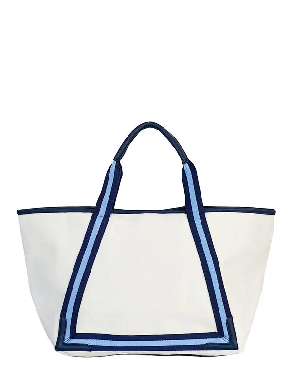 Helen Jon Canvas Beach Tote With Vegan Leather Trim - Navy