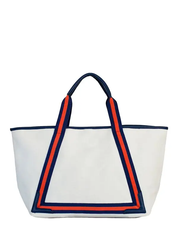 Helen Jon Canvas Beach Tote With Vegan Leather Trim - Poppy