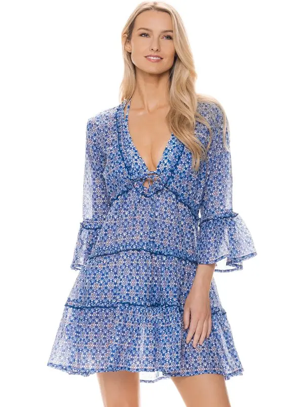 Helen Jon Bailey Printed Tiered Mini Dress - Lagos