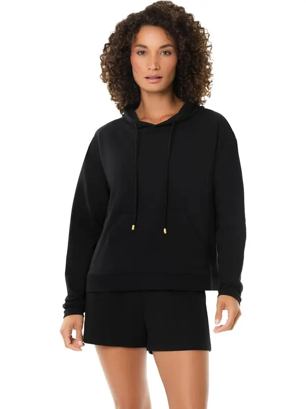 Helen Jon Hooded Knit Lounge Hoodie - Black