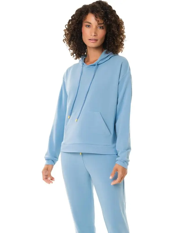 Helen Jon Hooded Knit Lounge Hoodie - Light Blue