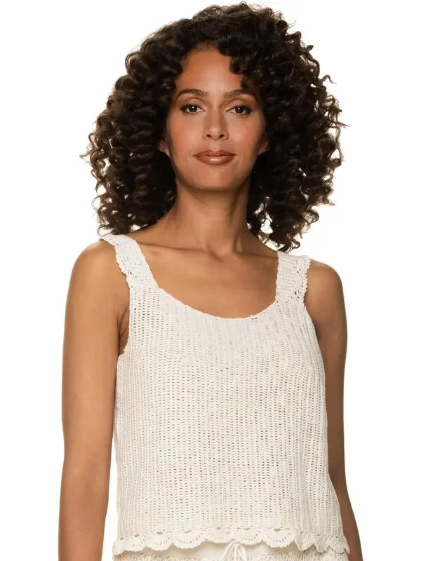 Helen Jon Scallop Crochet Tank - Ivory