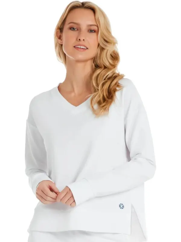Helen Jon V-neck Pullover - White