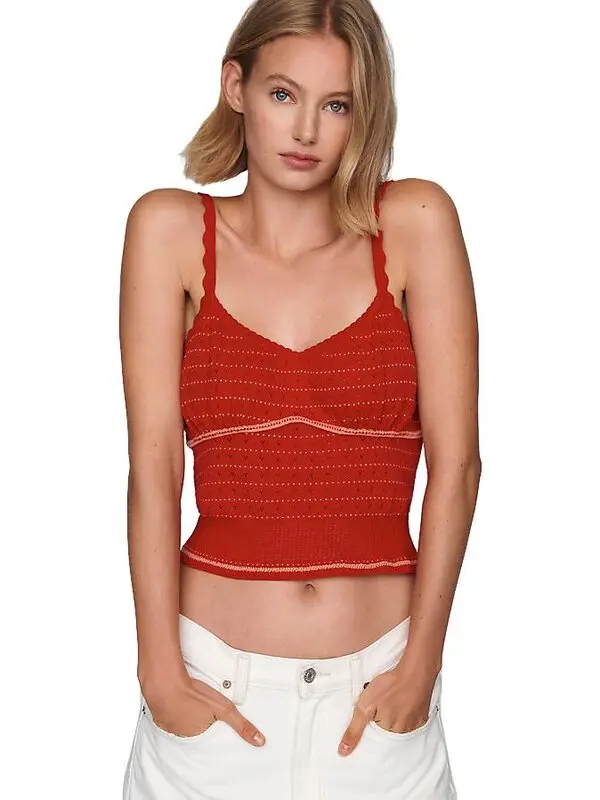 Maeve Scalloped Sweater Tank Top - Red