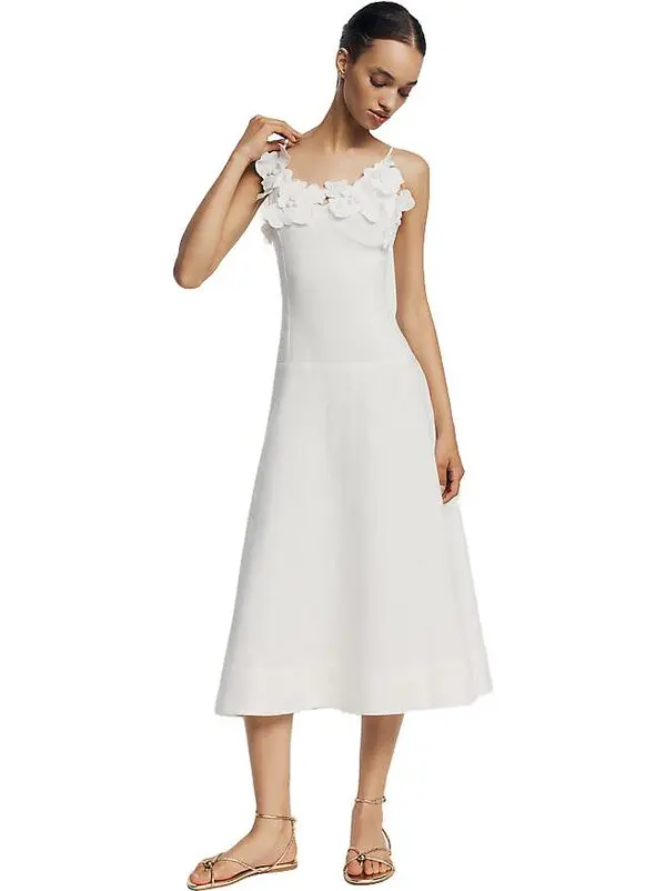 Endless Rose 3d Floral Midi Dress - White