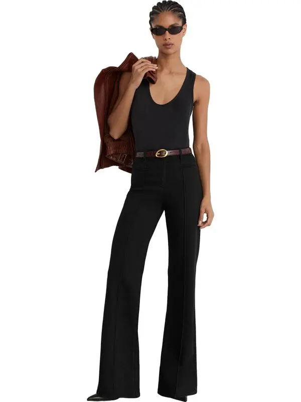 REISS Claude Pintuck-detail Flared Jeans - Black