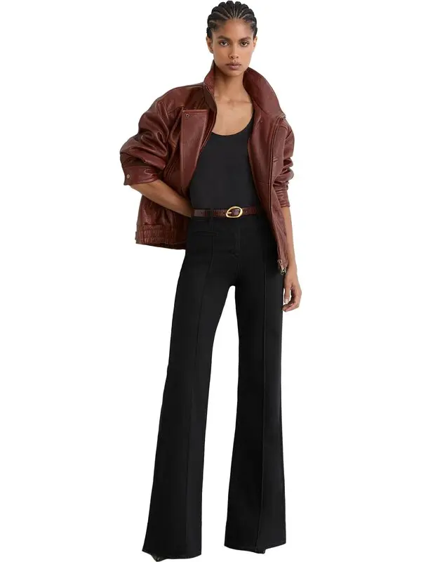 REISS Claude Pintuck Detail Flared Jeans - Black