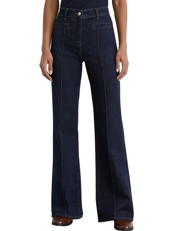 REISS Claude Pintuck-detail Flared Jeans - Dark Blue