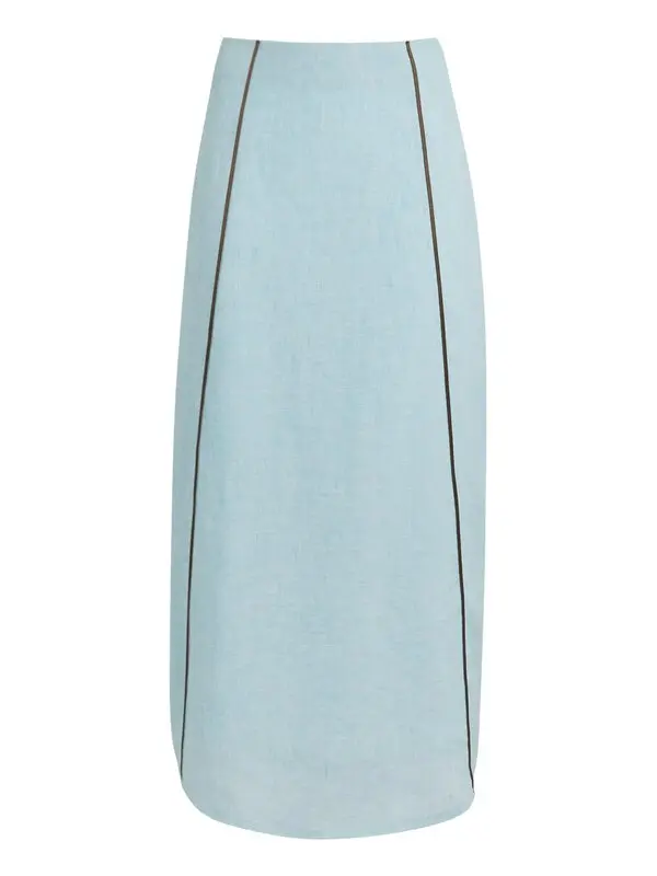 Lug Von Siga Linen Mila Midi Skirt - Blue