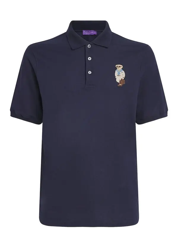 Ralph Lauren Purple Label Cotton-cashmere Polo Bear Polo Shirt - Navy