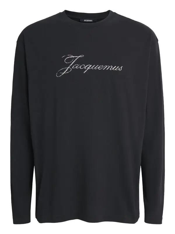 Jacquemus Cotton-hemp Logo Long-sleeve T-shirt - Black
