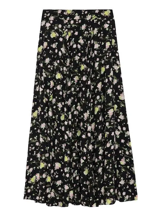 Zadig&Voltaire Joyo Soft Crinkle Roses Skirt - Black