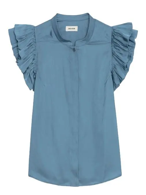 Zadig&Voltaire Tiza Satin Top - Bluestone