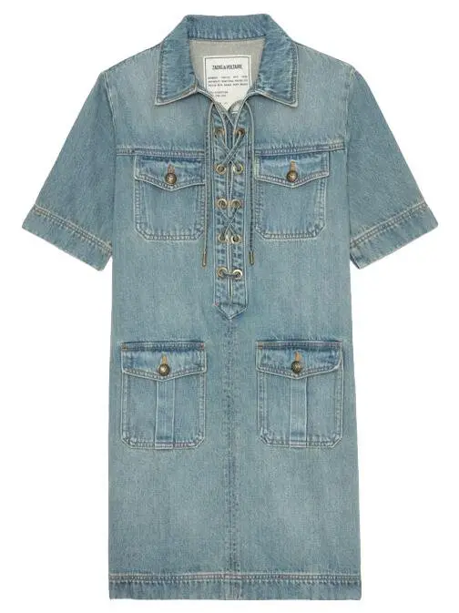 Zadig&Voltaire Record Utility Denim Dress - Light Blue