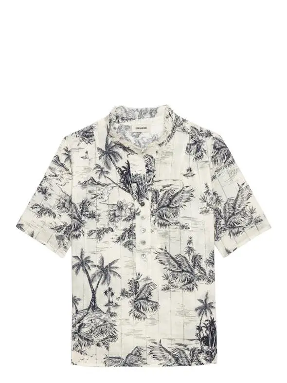 Zadig&Voltaire Cotton Top With Ladder Lace And Buttoned Round Neck - Ecru