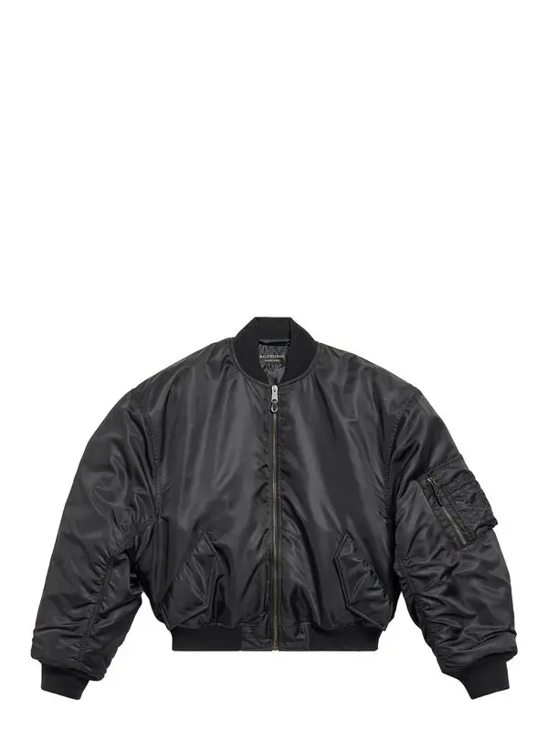 Balenciaga Satin Technical Fabric Bomber Jacket - Black