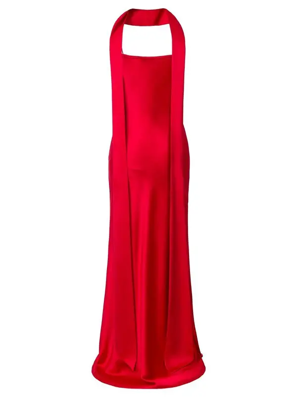 LITA COUTURE Floor-lenght Satin Dress - Red