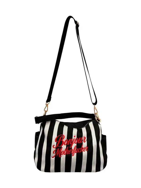 LILLY LOVES Bonjour Motherfucker Shoulder Bag - Black