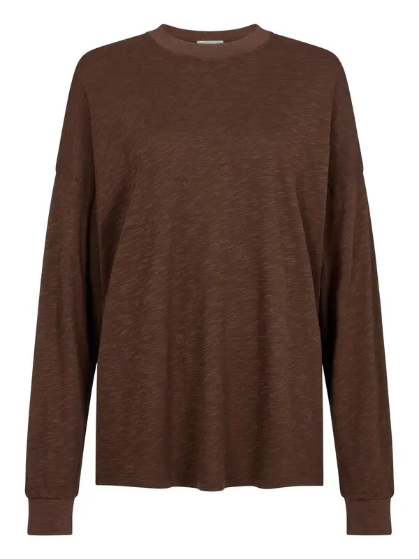 Serena Bute Cotton Long Sleeve T-shirt - Brown