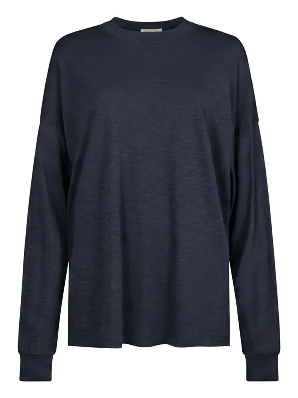 Serena Bute Cotton Long Sleeve T-shirt - Navy
