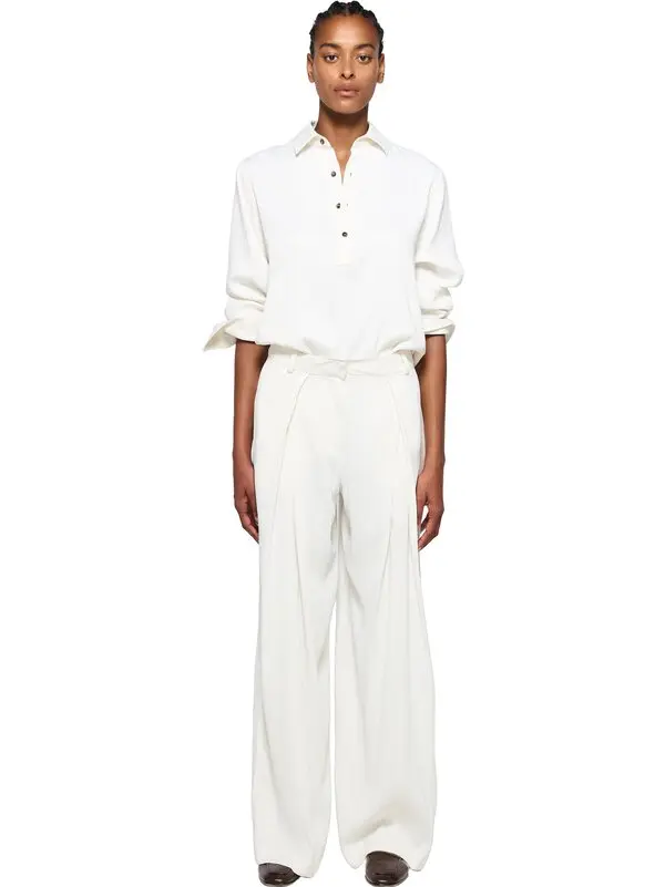 Serena Bute Cross Pleat Wide Leg Trousers - Brown