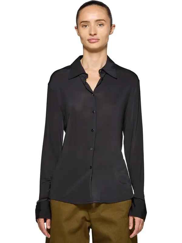 Serena Bute Jersey Stretch Fit Shirt - Black