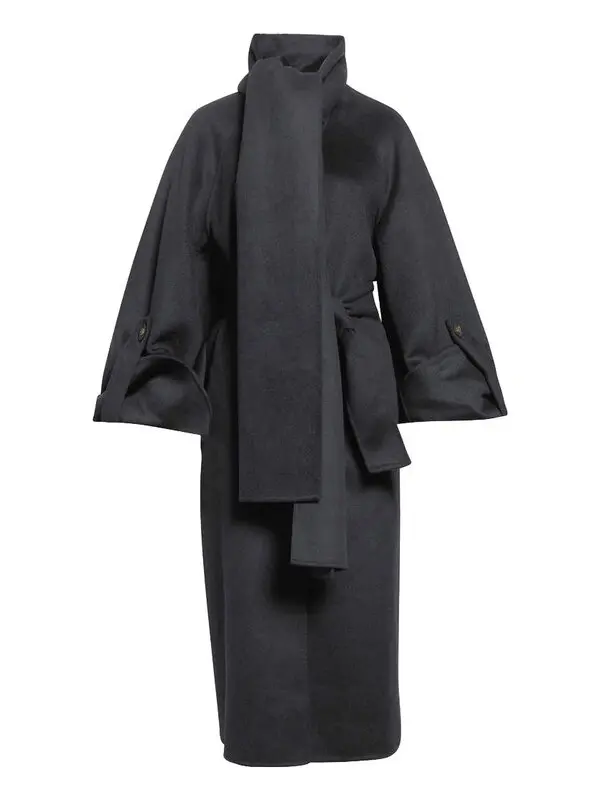 Zimmermann Valiant Wool Blend Coat With Removable Scarf - Black