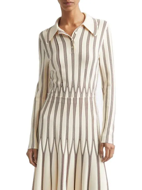Zimmermann Rebellion Stripe Polo Sweater - Cream/chocolate