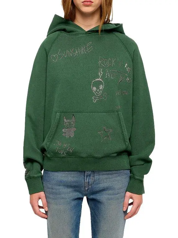 Zadig&Voltaire Rhinestone Graphic Hoodie - Rain Forest
