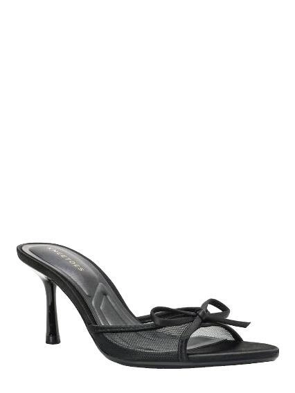 KNEETOES Reese Kitten Heel Mules With Bow Detailing - Black