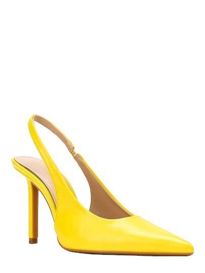 KNEETOES Quincy Pointed Toe Stiletto Slingback Heels - Yellow