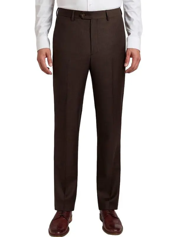 Santorelli Roma2 Super 130's Bi-stretch Wool Trousers - Brown