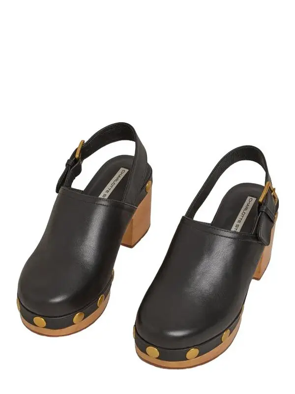 Charlotte Stone Jori Slingback Platform Clogs - Black