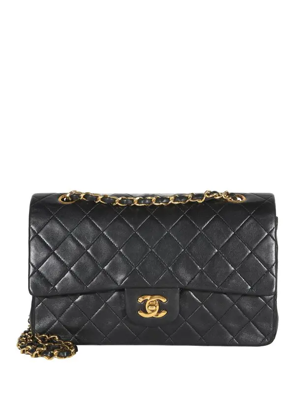 Chanel Vintage 24k Quilted Lambskin Classic Double Flap Bag - Black