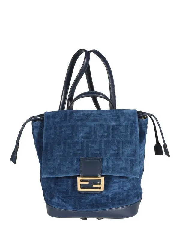 Fendi Abyss Ff Flocked Denim Drawstring Backpack - Blue